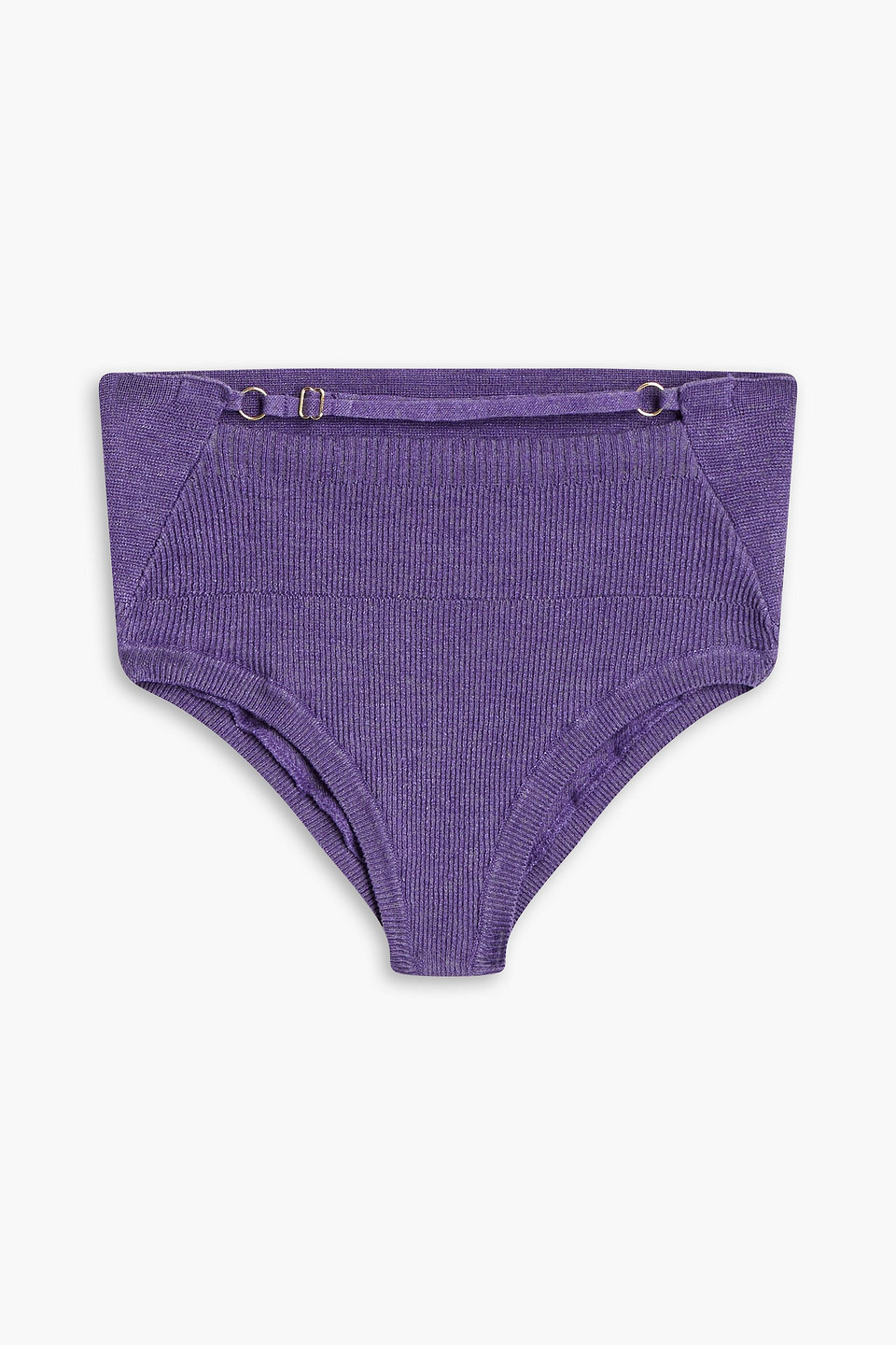 Jacquemus Cutout Ribbed Linen-blend High-rise Briefs In Purple | ModeSens