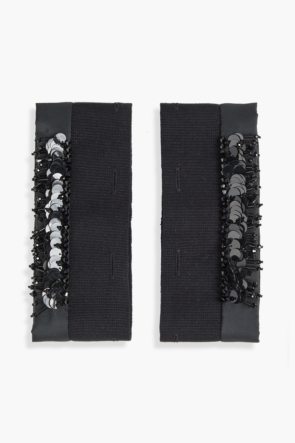 Max Mara Taffeta-trimmed Embellished Padded Shell Cuffs In Black | ModeSens