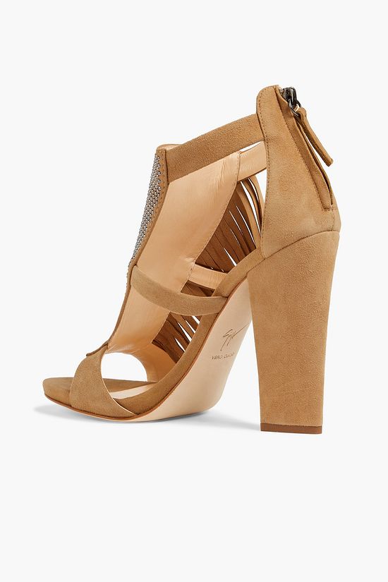 GIUSEPPE ZANOTTI Alabama fringed studded suede sandals | THE OUTNET