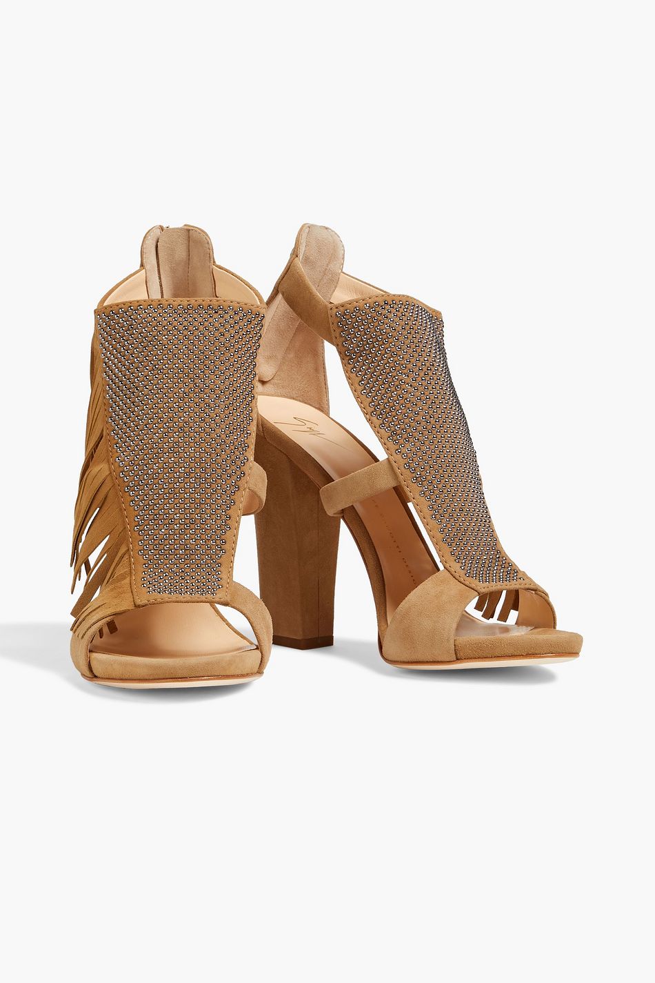 GIUSEPPE ZANOTTI Alabama fringed studded suede sandals | THE OUTNET