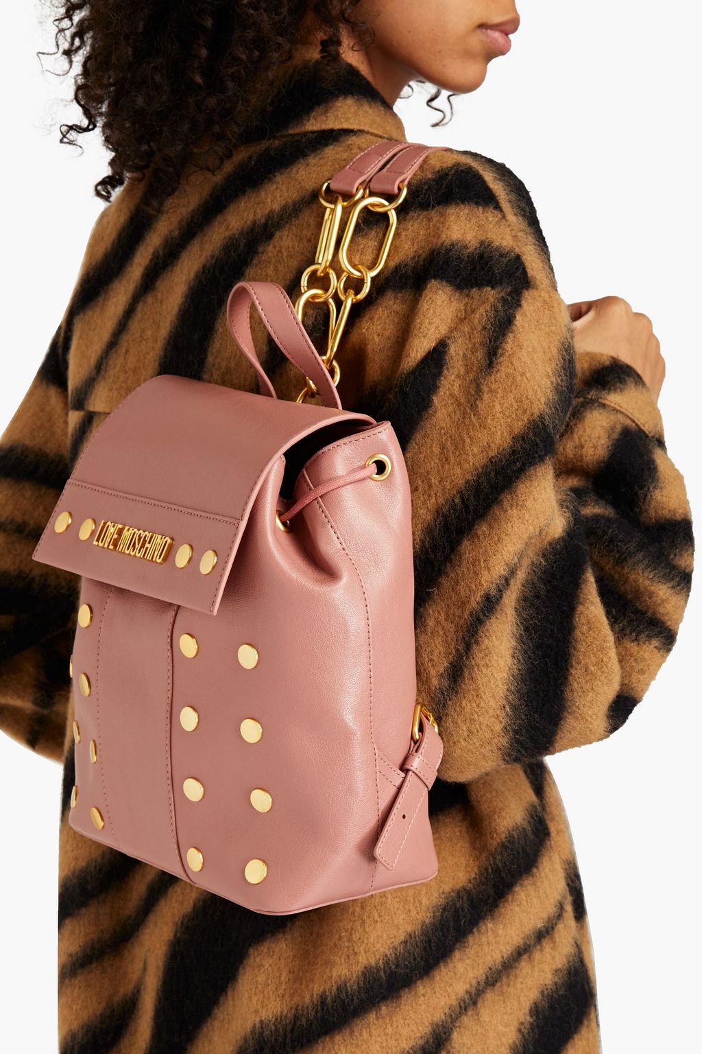 LOVE MOSCHINO Studded faux leather backpack | THE OUTNET