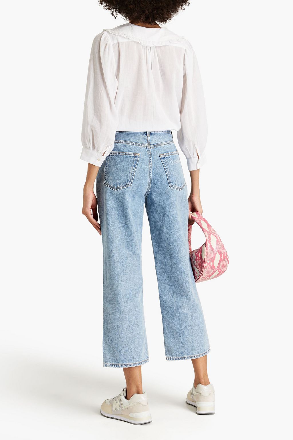 GANNI Cropped faded high-rise straight-leg jeans | THE OUTNET