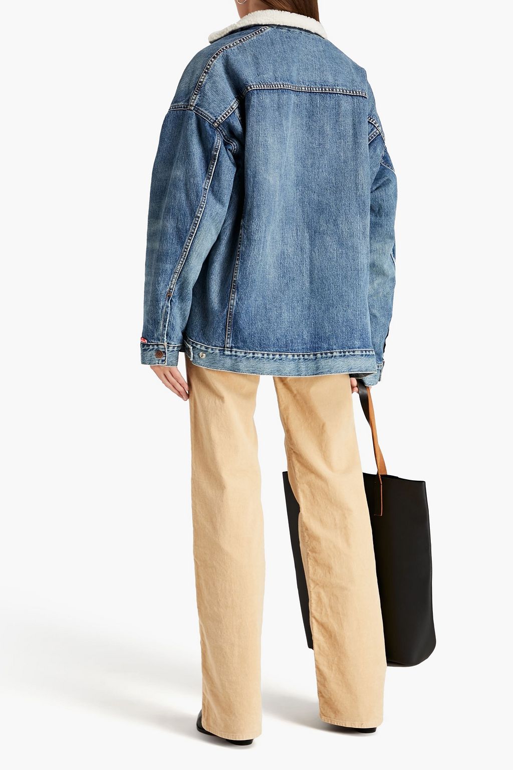 DENIMIST Faux shearling-trimmed faded denim jacket | THE OUTNET