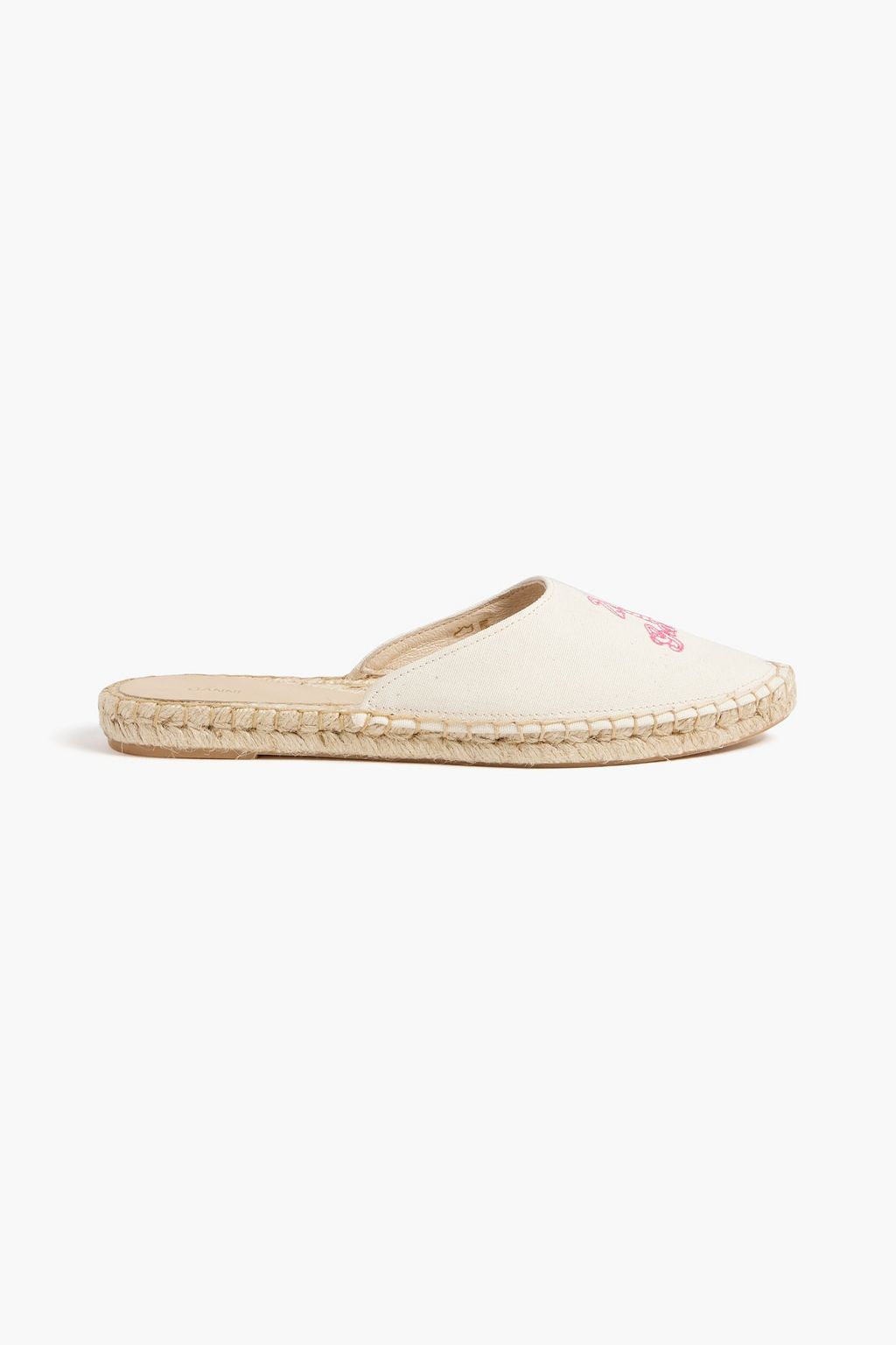 GANNI Embroidered canvas espadrille slippers | THE OUTNET