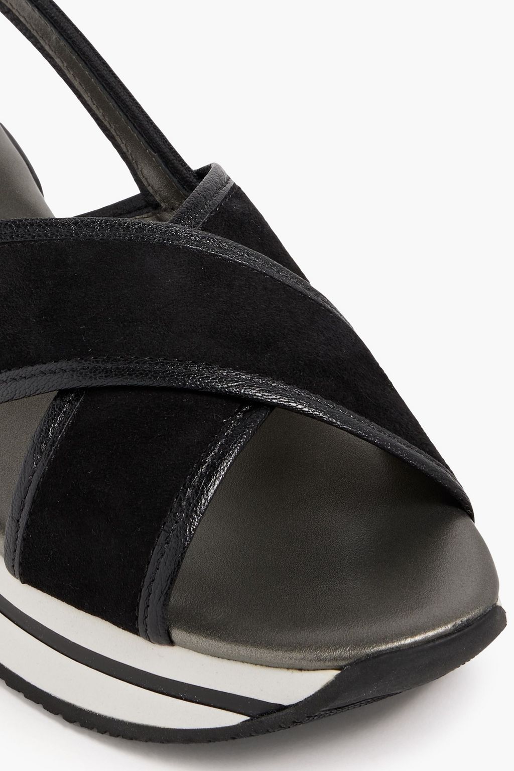 HOGAN Leather-trimmed suede platform sandals | THE OUTNET