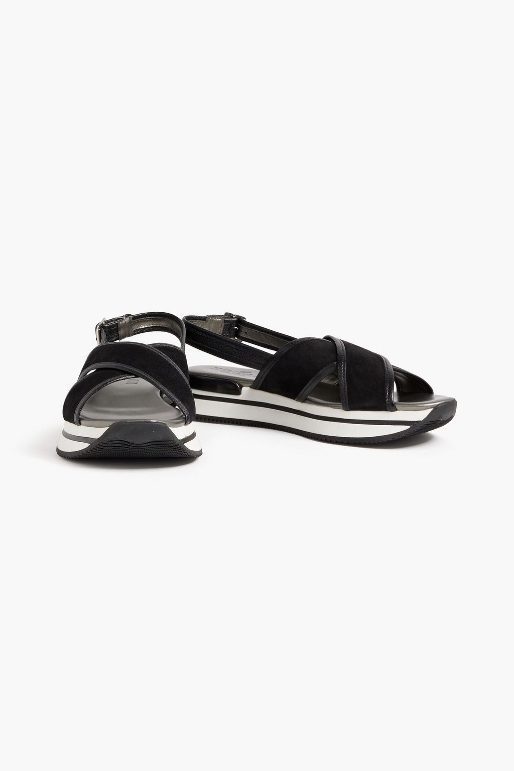 HOGAN Leather-trimmed suede platform sandals | THE OUTNET