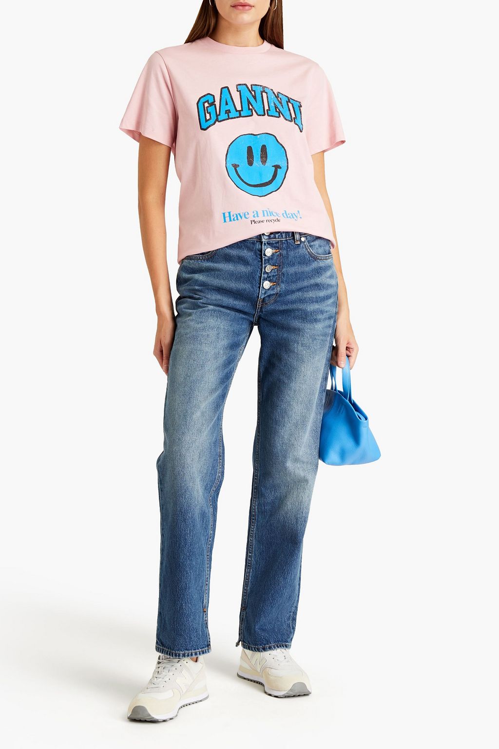 GANNI Faded high-rise straight-leg jeans | THE OUTNET