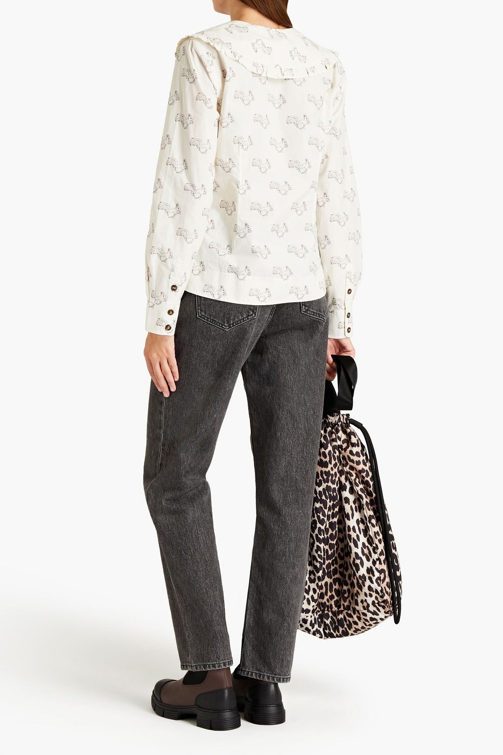 GANNI Button-embellished high-rise straight-leg jeans | THE OUTNET