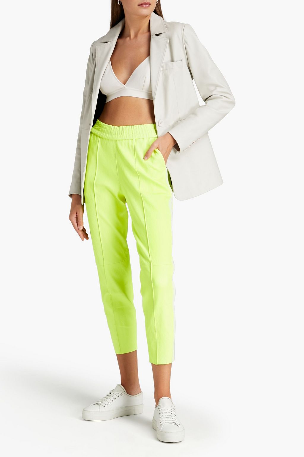 SPRWMN Cropped neon leather tapered pants | THE OUTNET