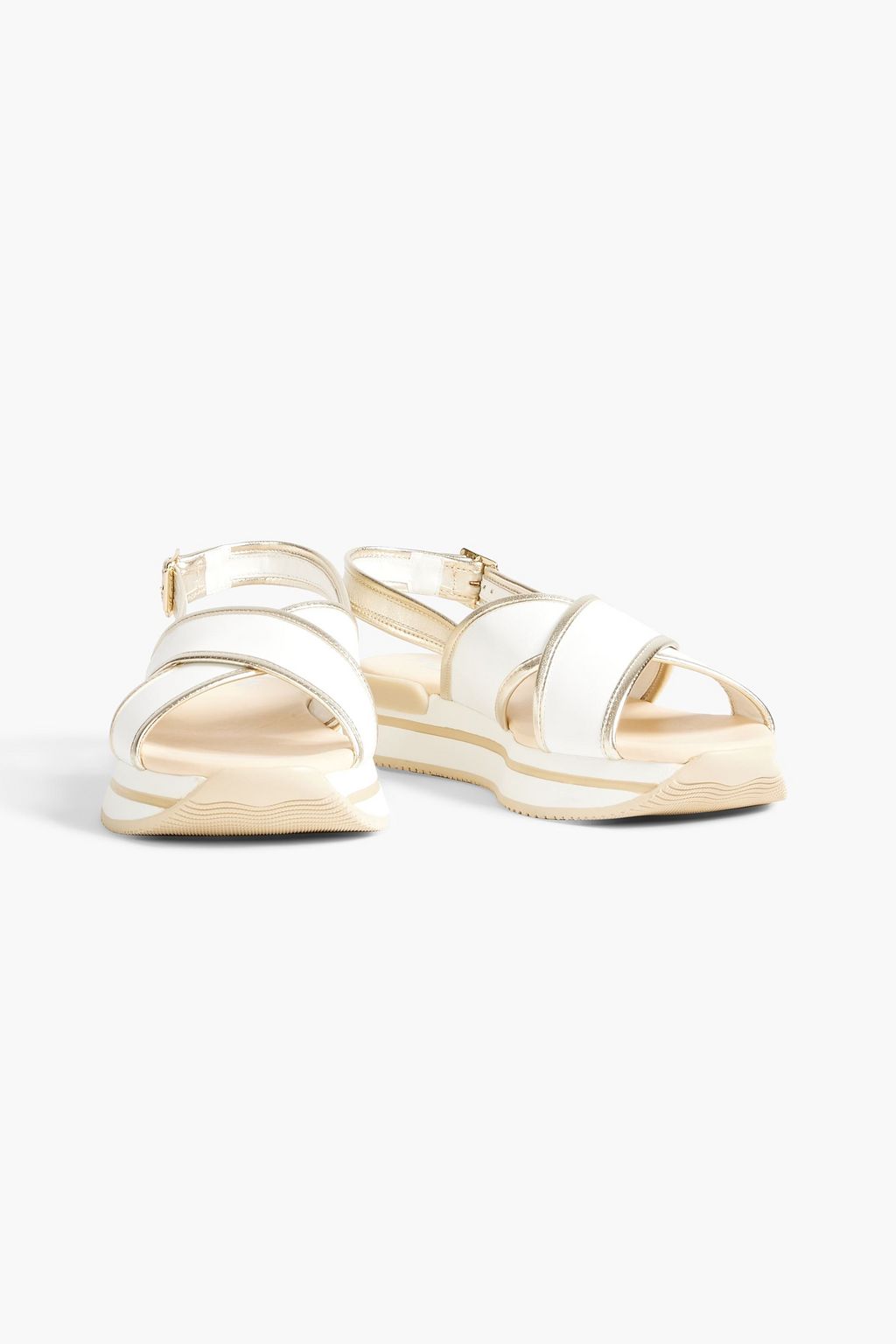 HOGAN Metallic-trimmed leather platform slingback sandals | THE OUTNET