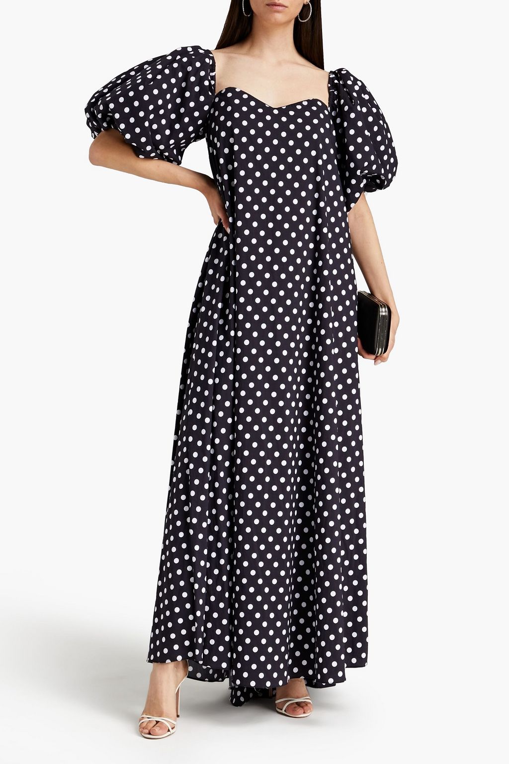 Caroline Constas Off The Shoulder Polka Dot Cotton Poplin Maxi Dress
