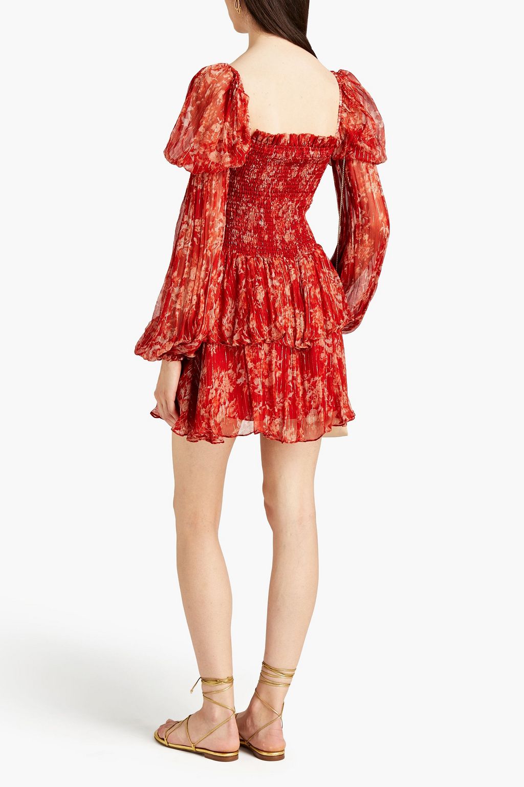 Caroline Constas Alexa Shirred Floral Print Silk And Lurex Blend Crepon
