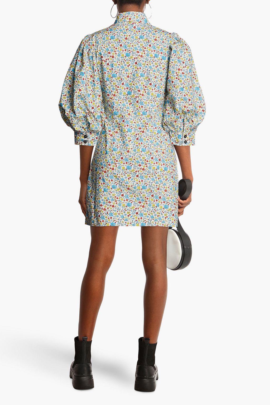 GANNI Floral-print organic cotton-poplin mini dress | THE OUTNET