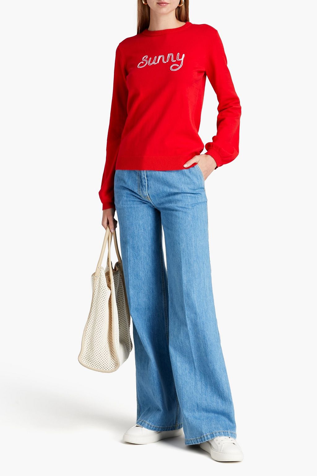 BELLA FREUD Embroidered cotton and cashmere-blend sweater | THE OUTNET