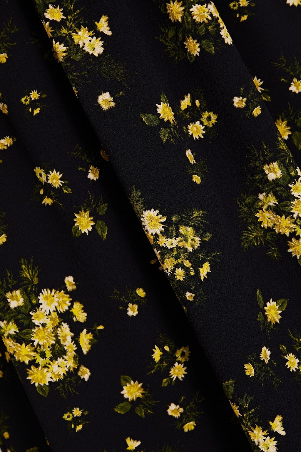 Emilia Wickstead Giovanna Shirred Floral Print Stretch Crepe Midi Dress