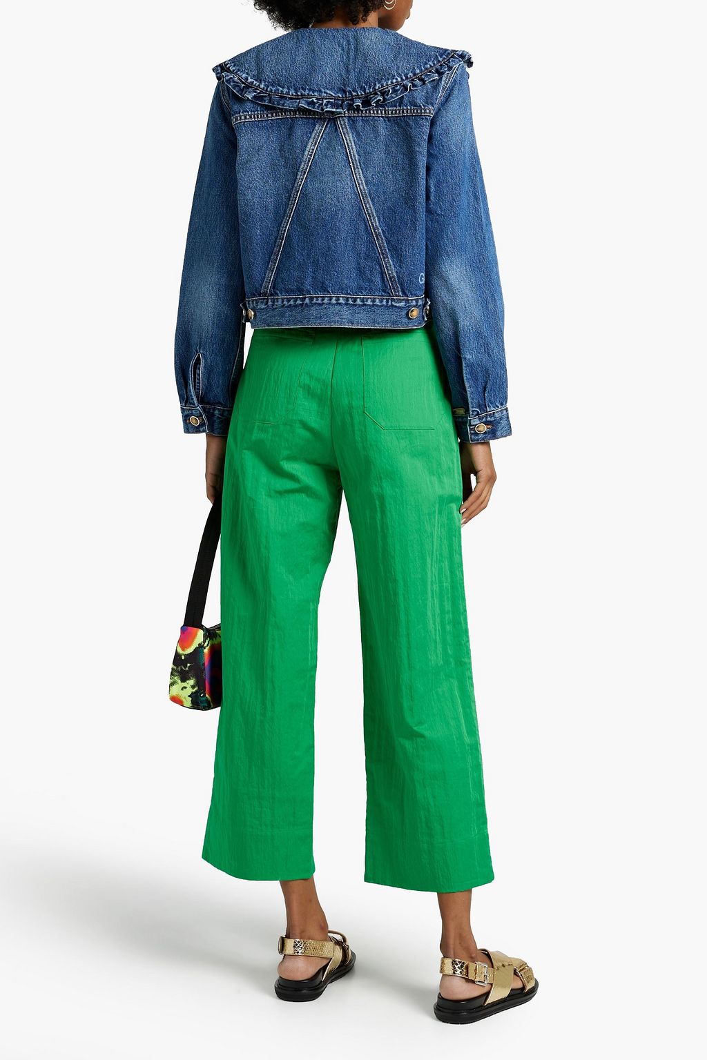 GANNI Ruffled denim jacket | Sale up to 70% off | THE OUTNET