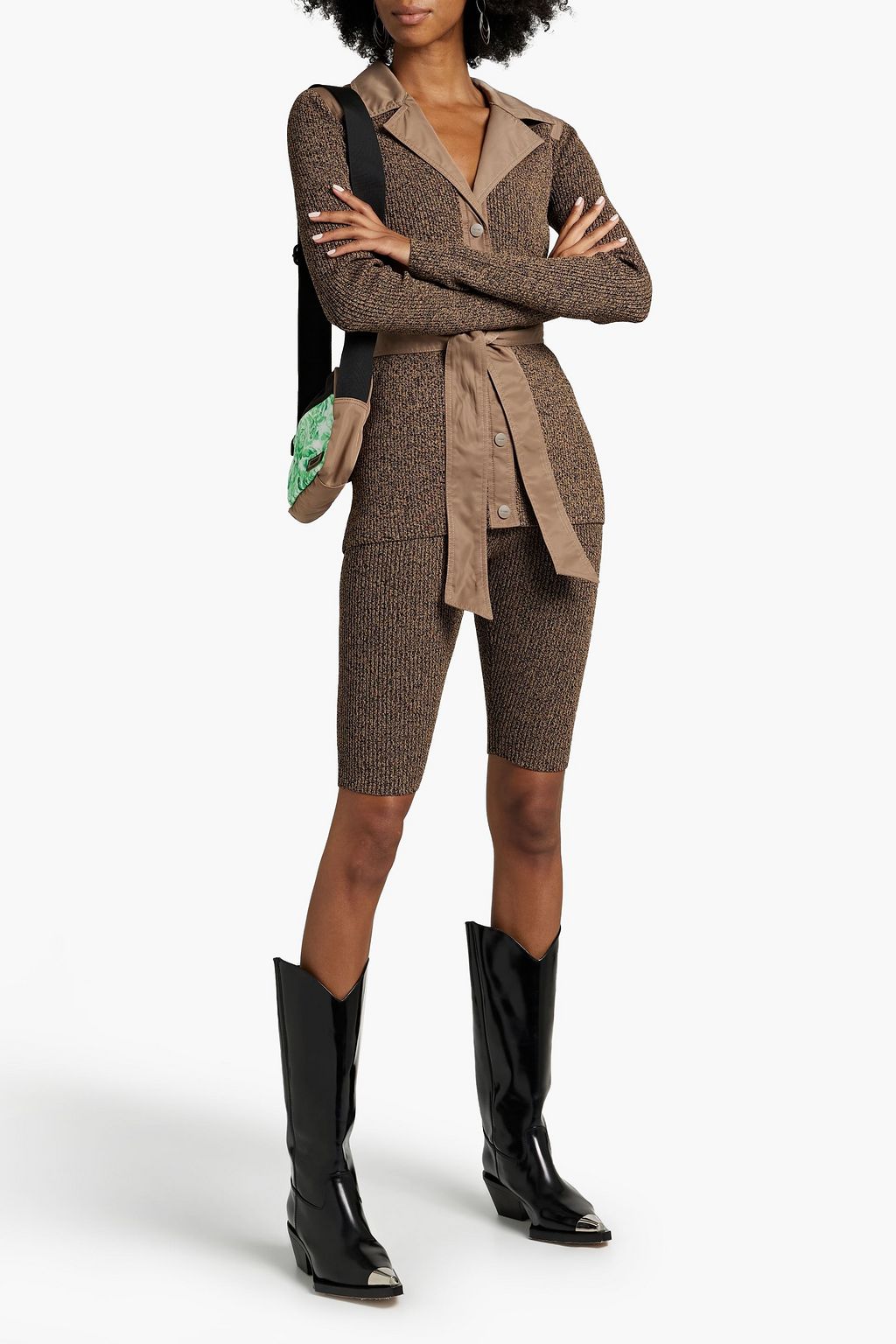 GANNI Mélange ribbed-knit shorts | THE OUTNET