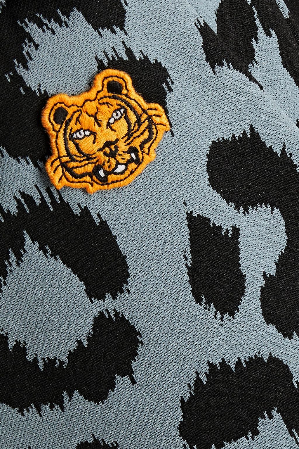KENZO Logo-appliquéd leopard-print jacquard track pants | THE OUTNET