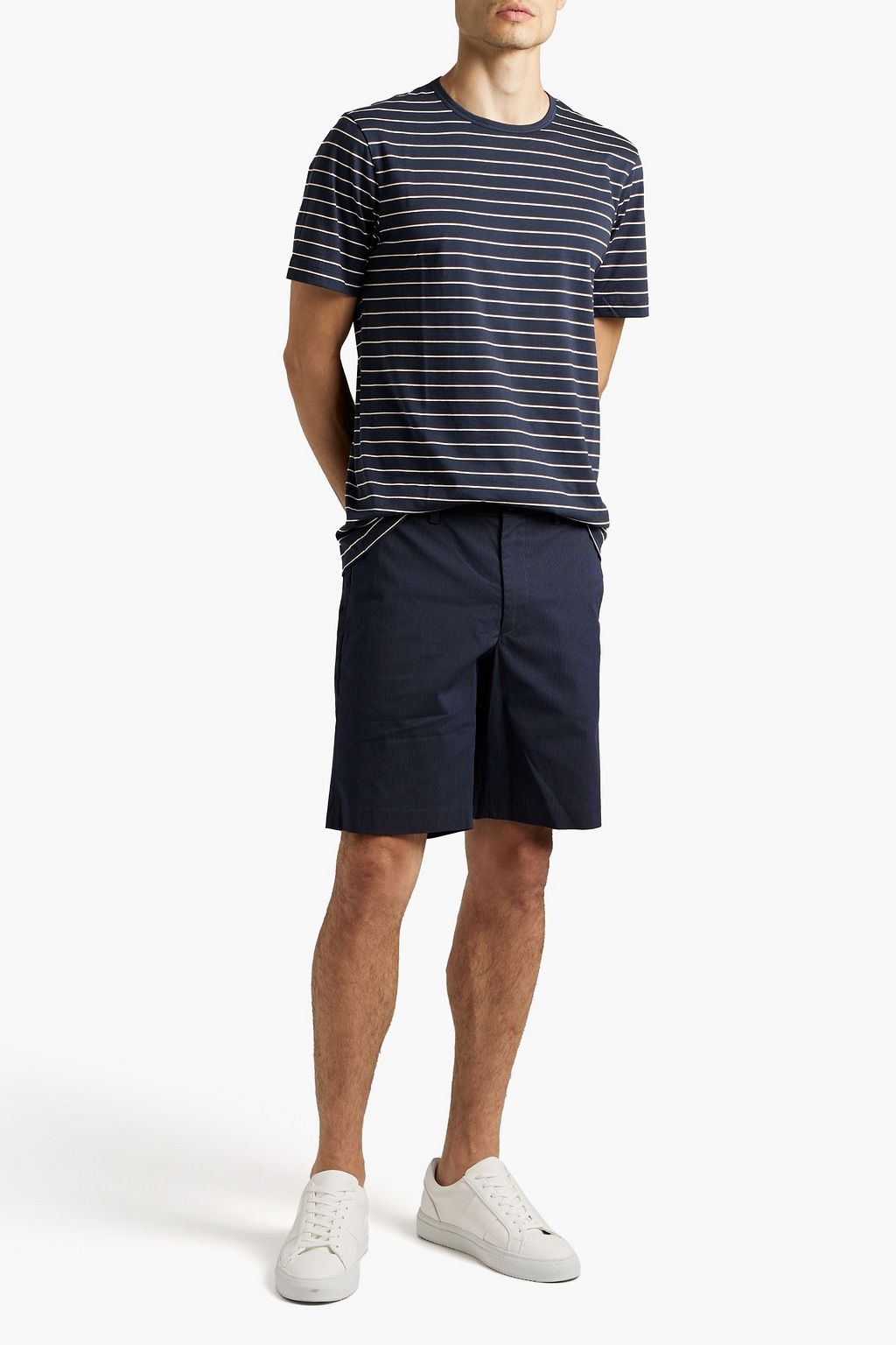 Theory Striped Cotton Blend Jacquard Shorts The Outnet