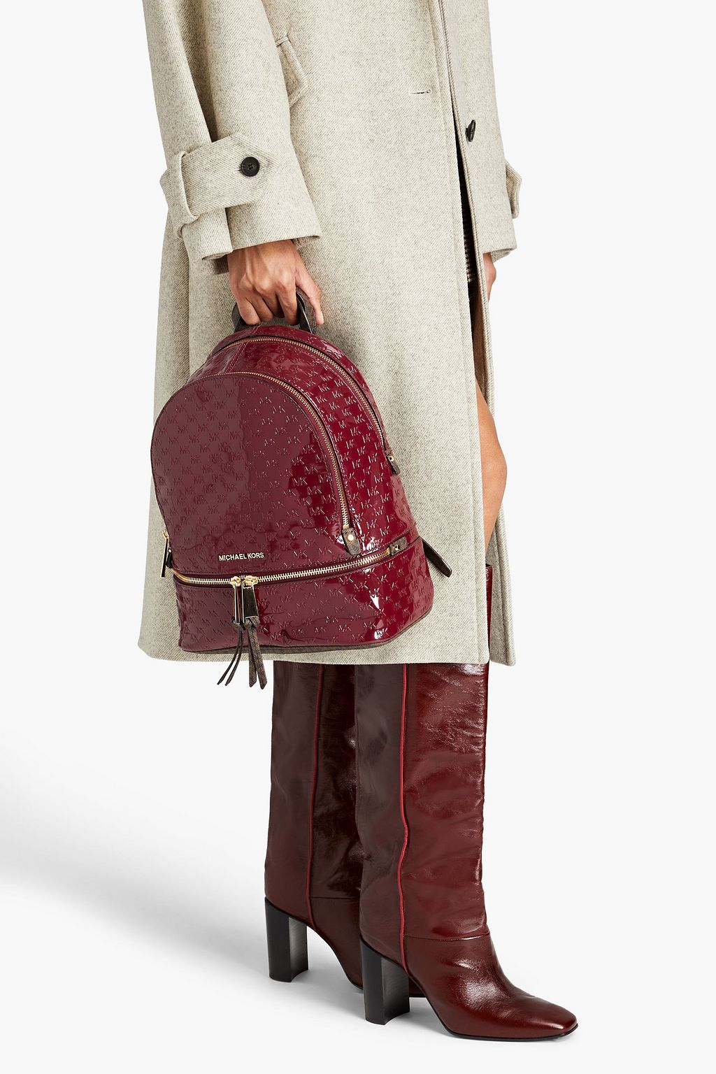 MICHAEL MICHAEL KORS Embossed faux patent-leather backpack | THE OUTNET