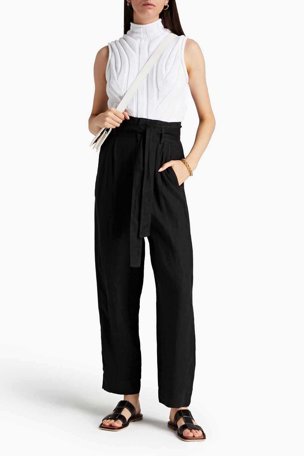 JOIE Montgomery belted linen tapered pants | THE OUTNET