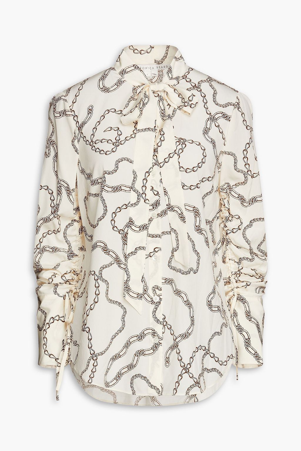 VERONICA BEARD Remi pussy-bow printed silk-blend crepe de chine blouse ...