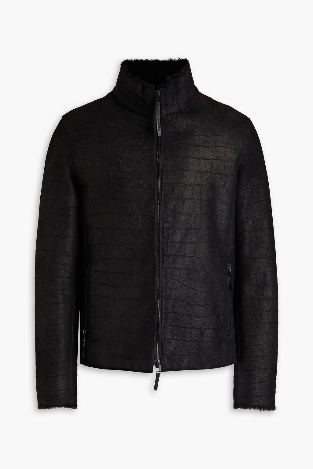 EMPORIO ARMANI Croc-effect shearling jacket | THE OUTNET