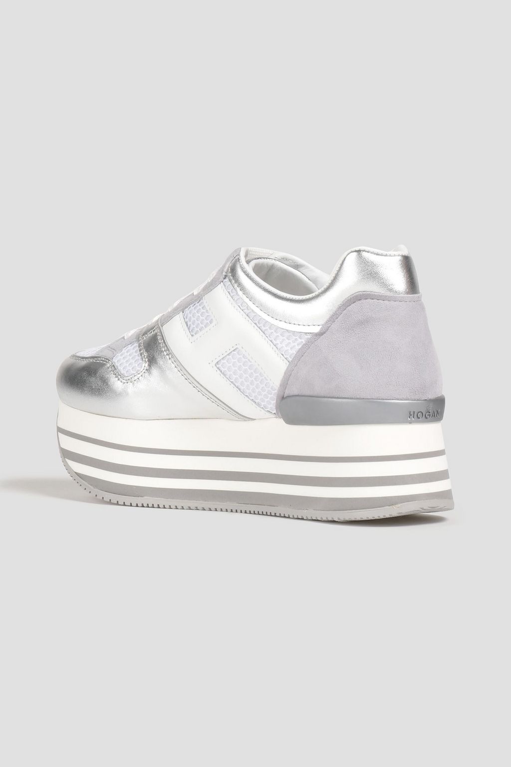 HOGAN Mesh, leather and suede platform sneakers | THE OUTNET
