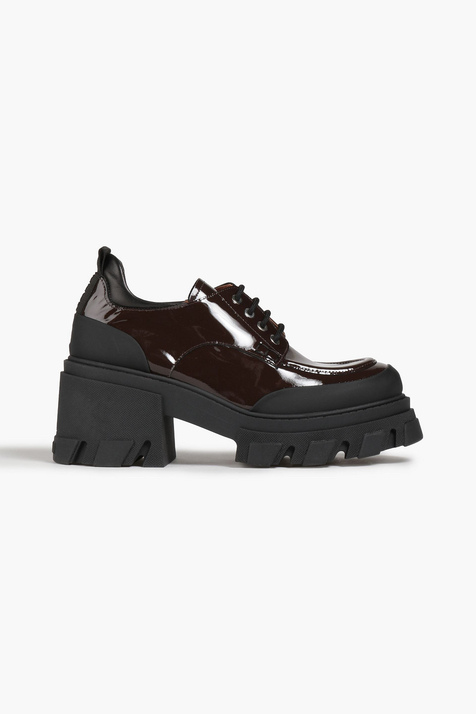 Ganni Patent-leather Platform Brogues In Chocolate | ModeSens