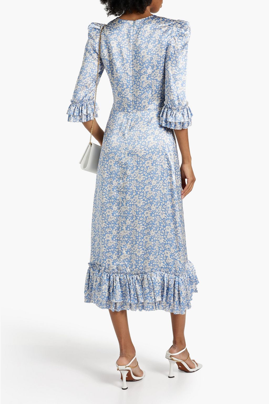 THE VAMPIRE'S WIFE Falconetti ruffled floral-print silk-satin midi ...