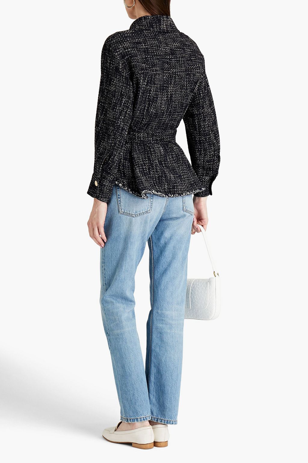 MAJE Belted cotton-blend bouclé-tweed jacket | THE OUTNET