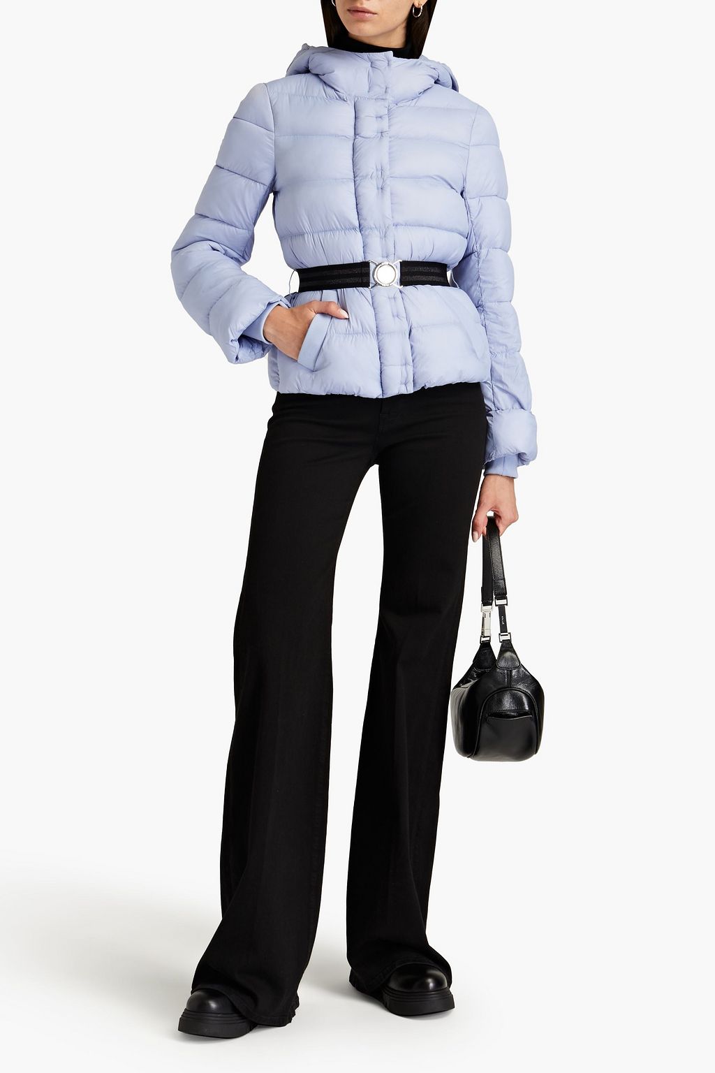 MAJE Quilted belted shell hooded jacket | THE OUTNET