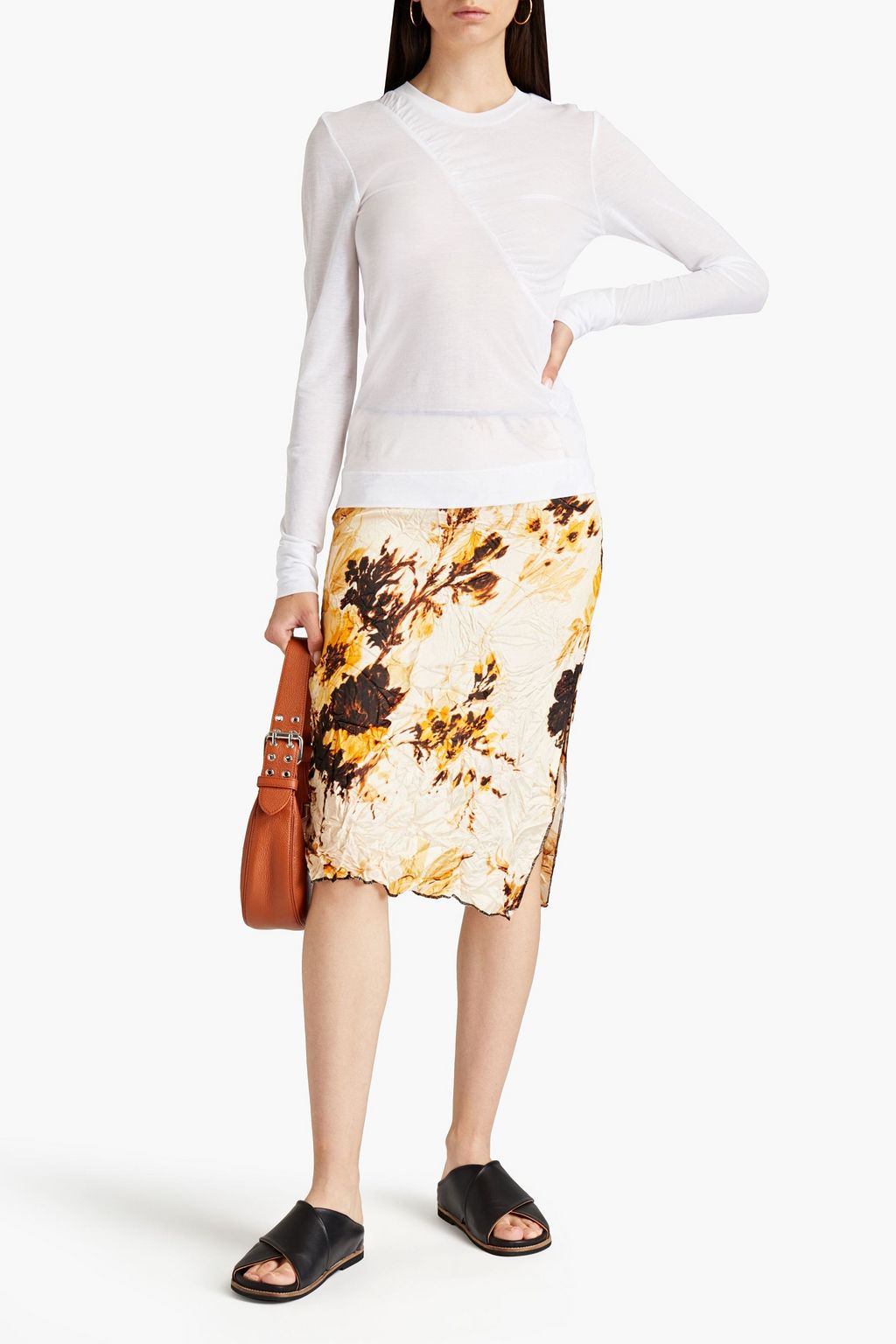 GANNI Ruched cotton-jersey top | THE OUTNET