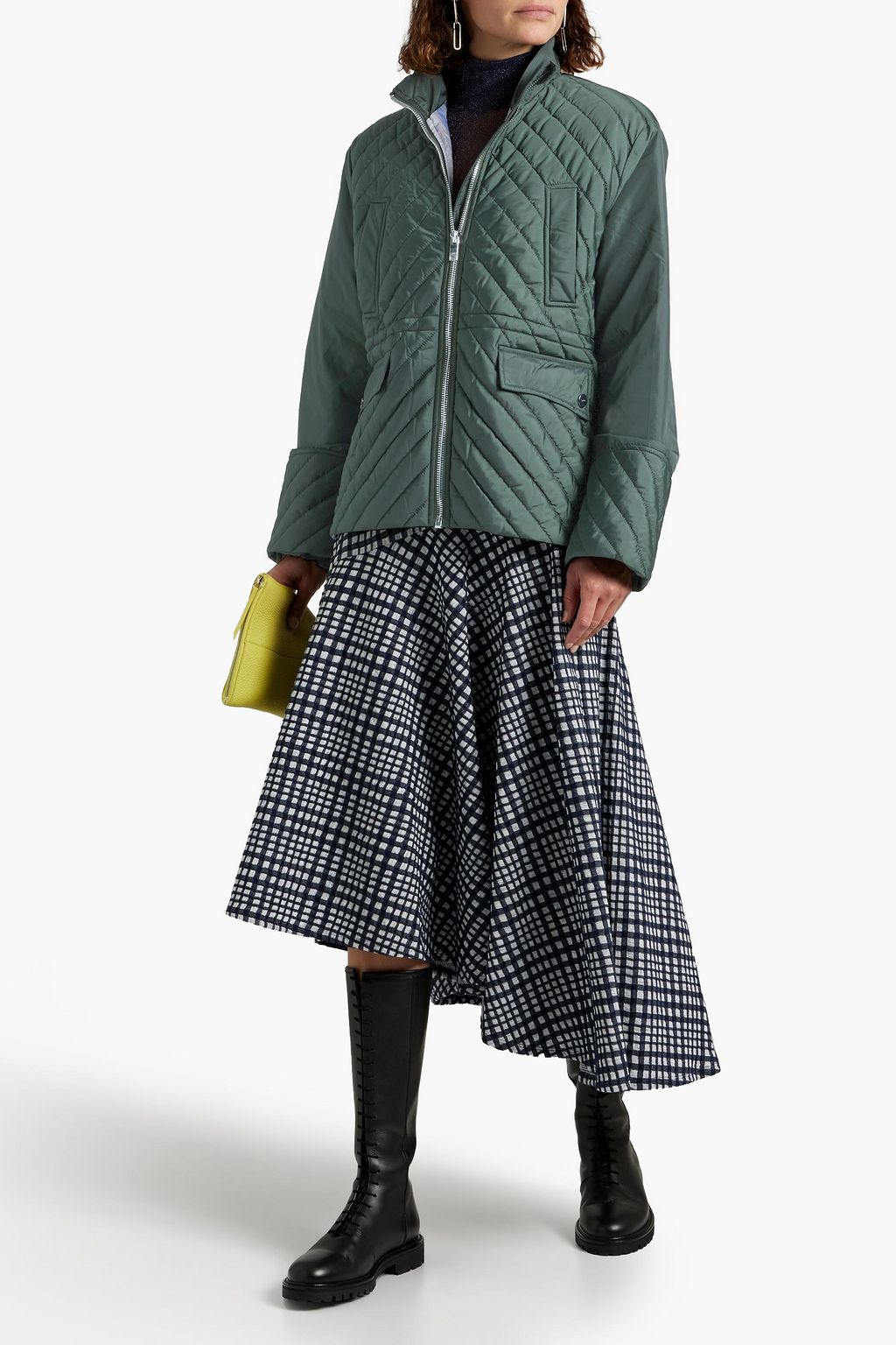 Forest green Quilted shell jacket | GANNI | THE OUTNET