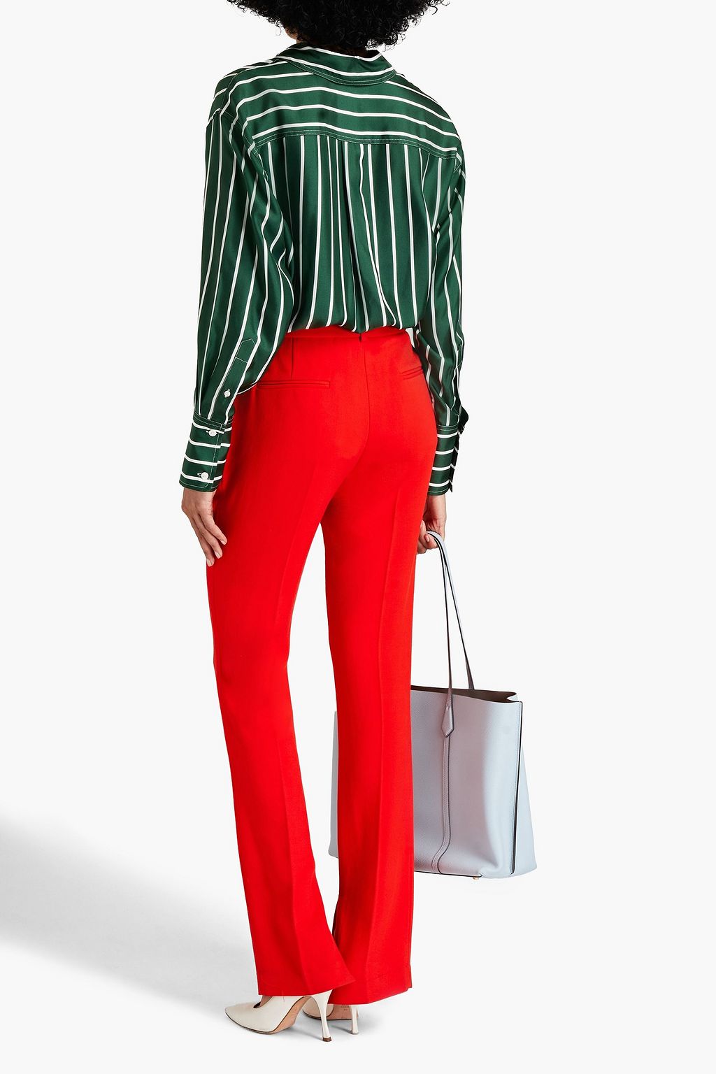VICTORIA BECKHAM Logo-embroidered striped silk-twill shirt | THE OUTNET