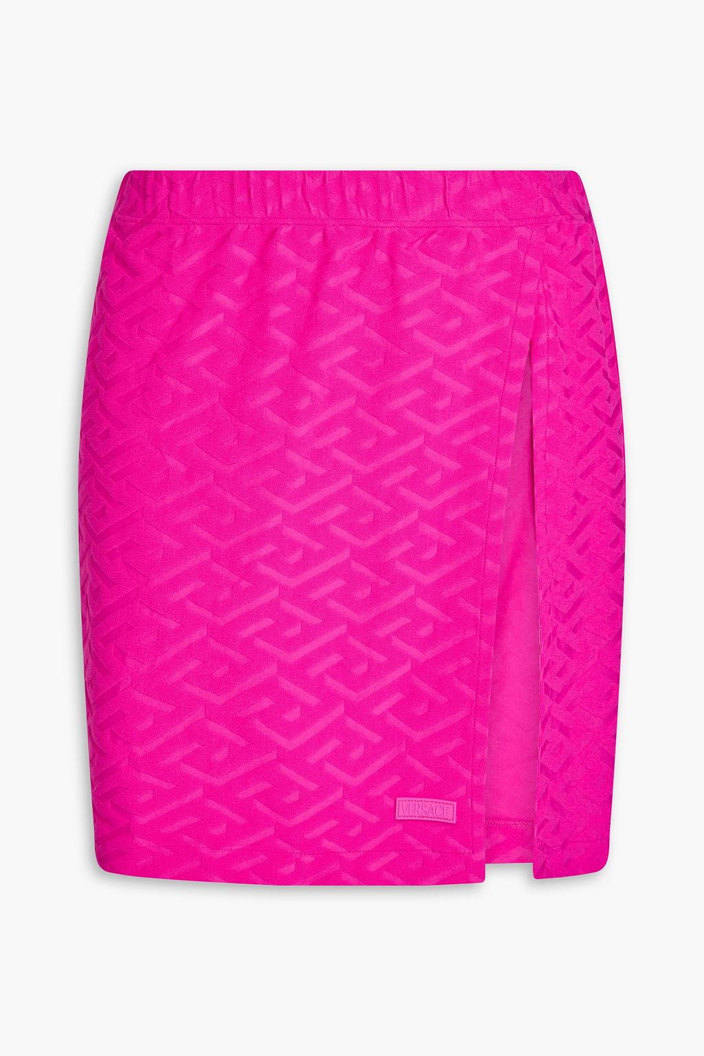 VERSACE La Greca Minirock aus Stretch-Frottee mit Prägung | THE OUTNET