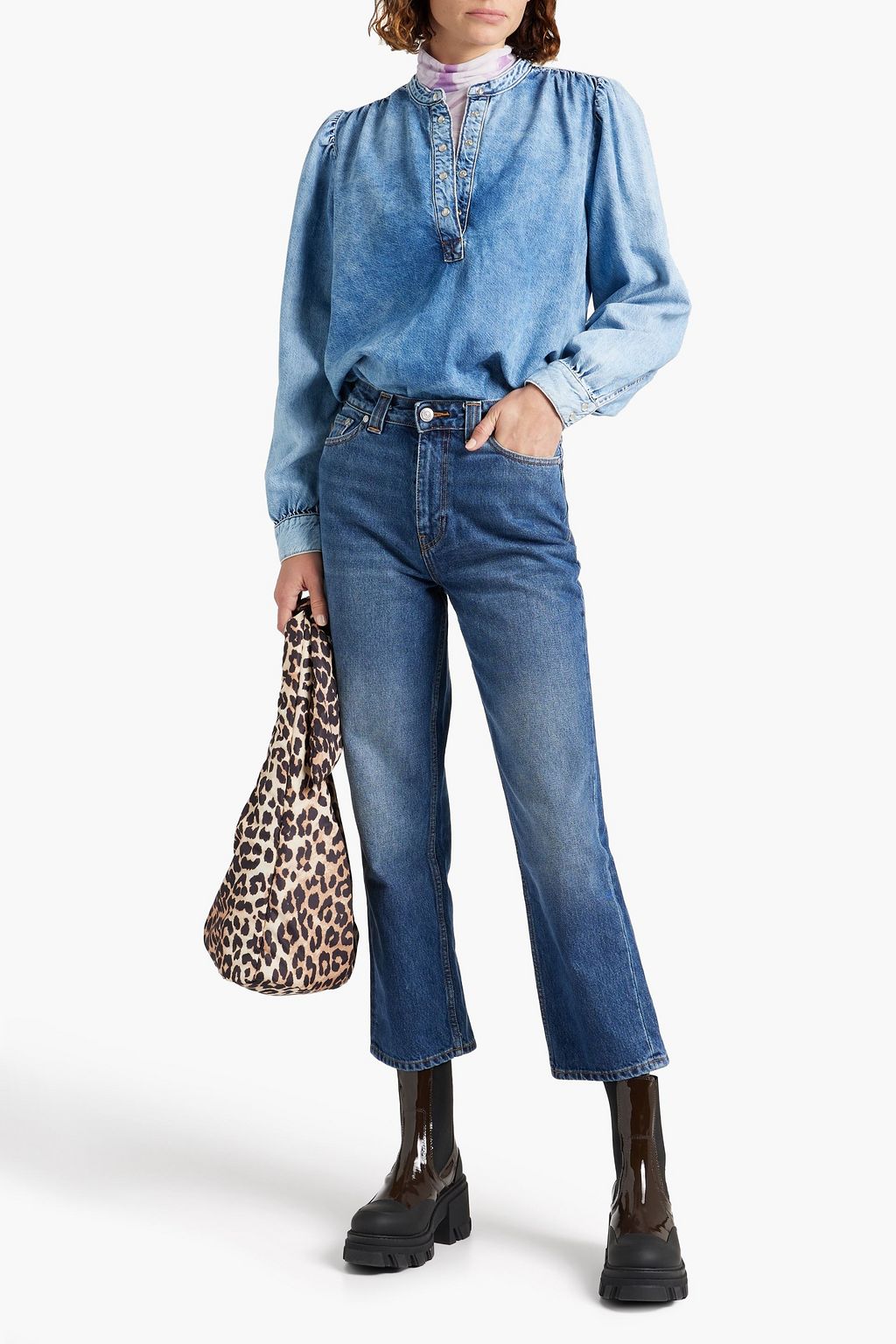 GANNI Printed high-rise straight-leg jeans | THE OUTNET