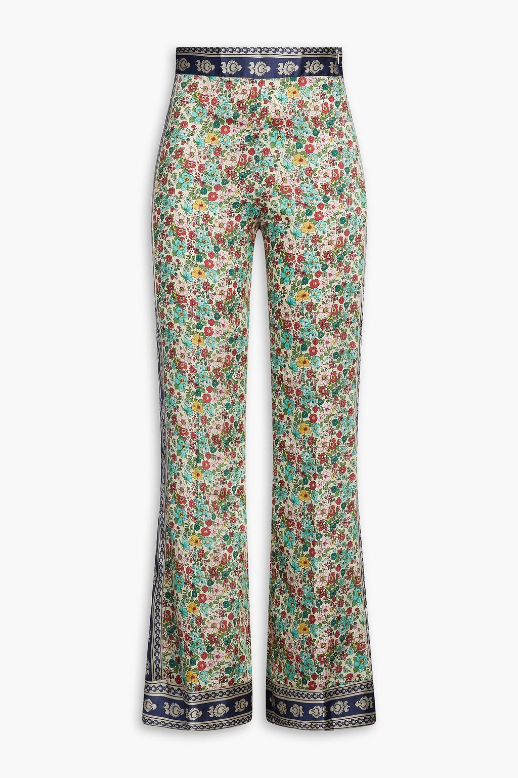SANDRO Floral-print satin-twill flared pants | THE OUTNET
