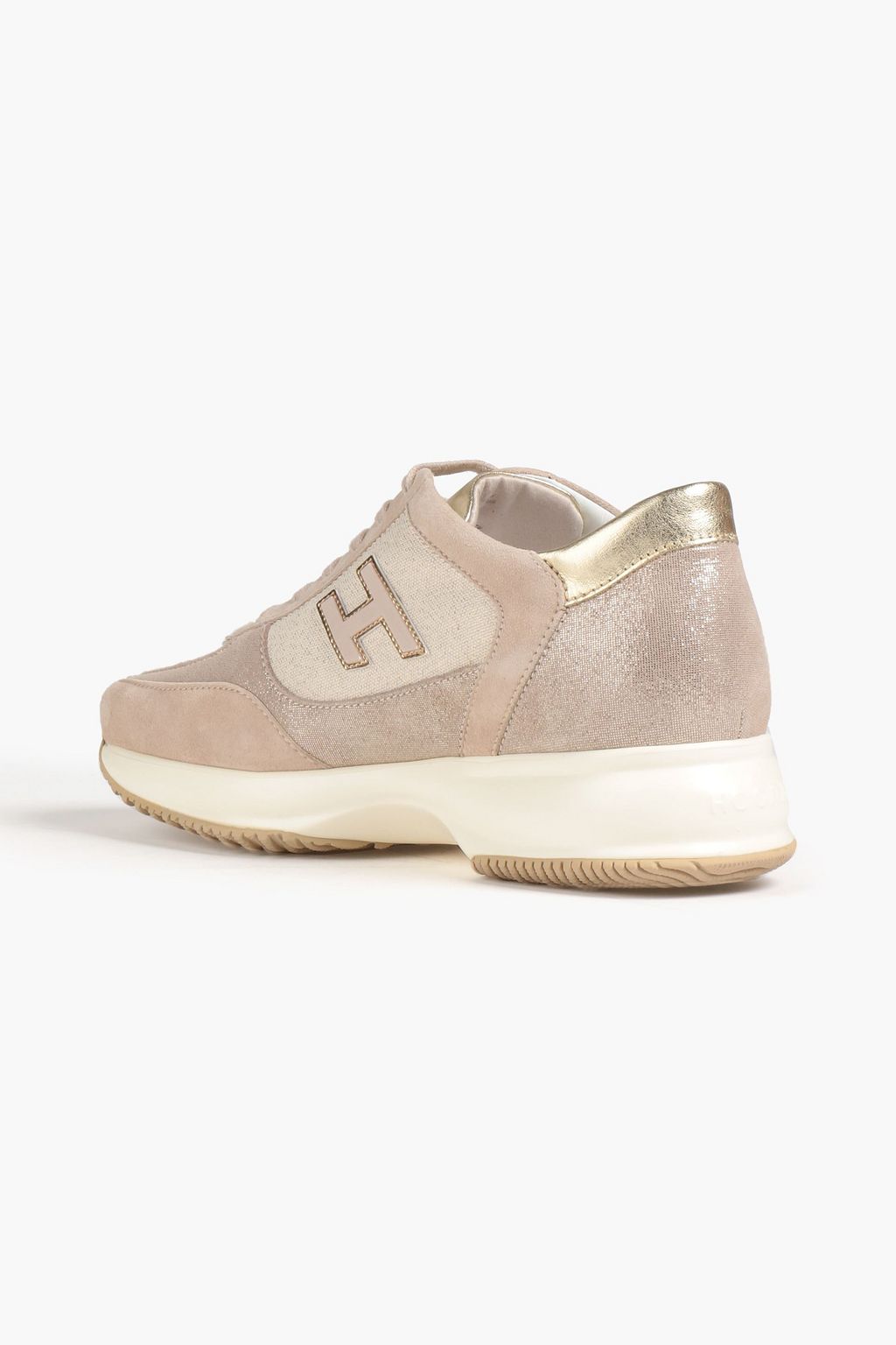 HOGAN Interactive metallic canvas and suede sneakers | THE OUTNET