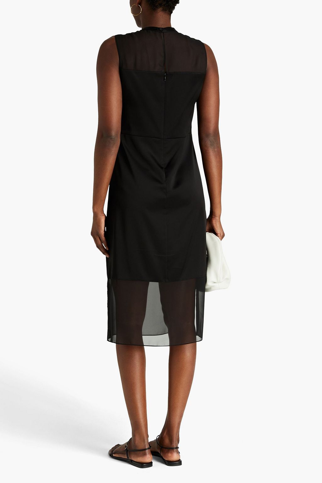 THEORY Chiffon-paneled satin midi dress | THE OUTNET