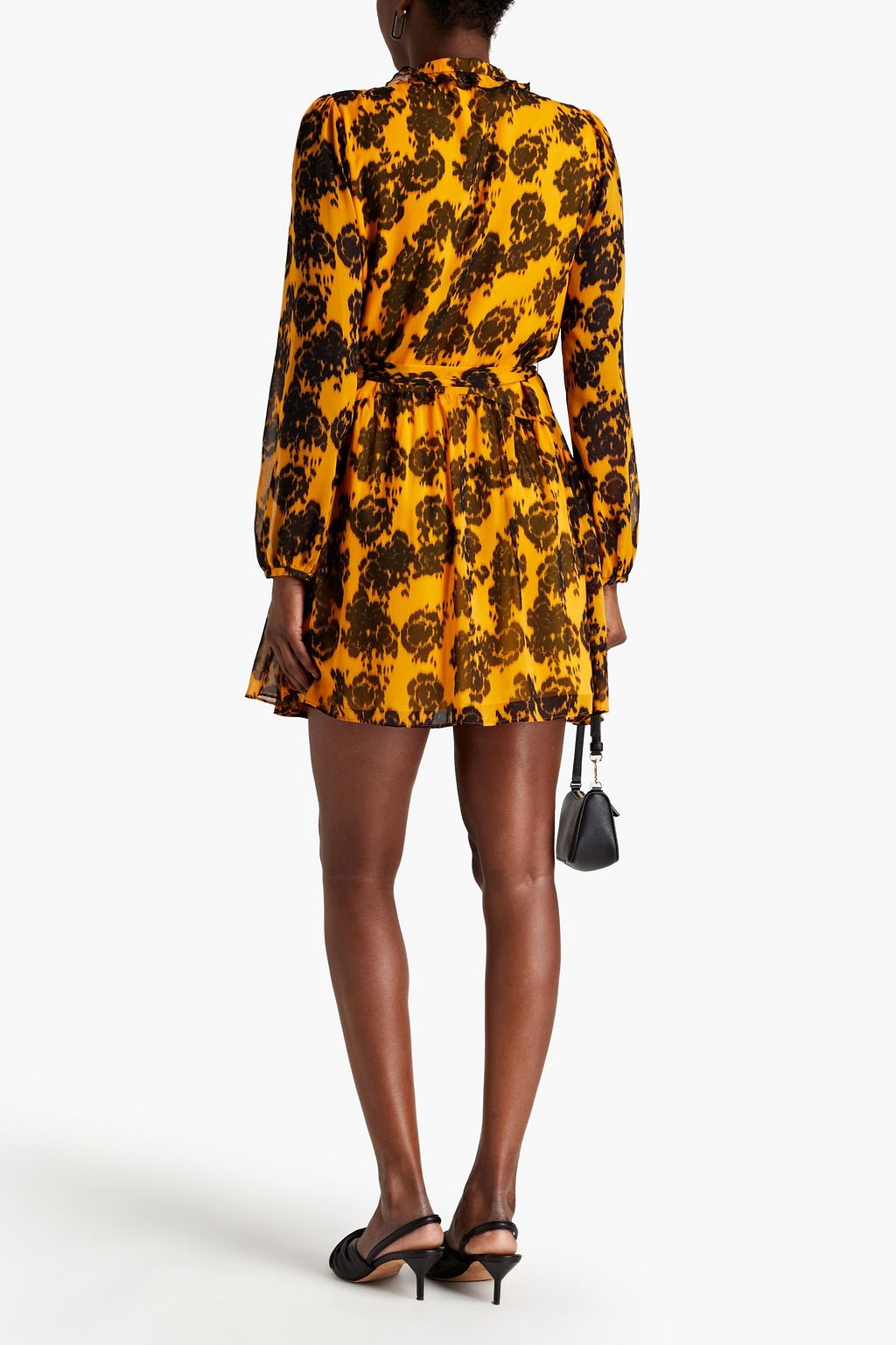 Saloni Tilly Ruffled Printed Silk Chiffon Mini Shirt Dress The Outnet