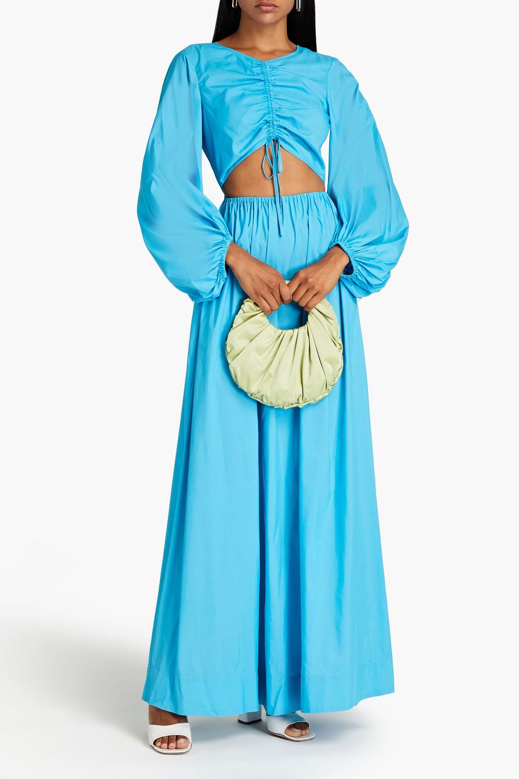 STAUD Cutout ruched shell maxi dress | THE OUTNET