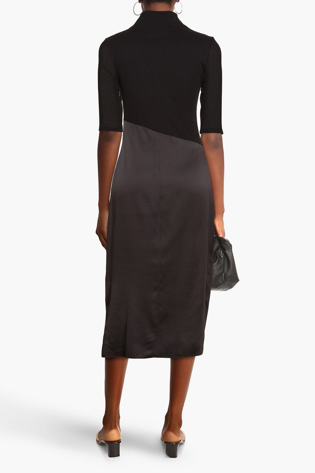 THEORY Jersey-paneled satin midi dress | THE OUTNET