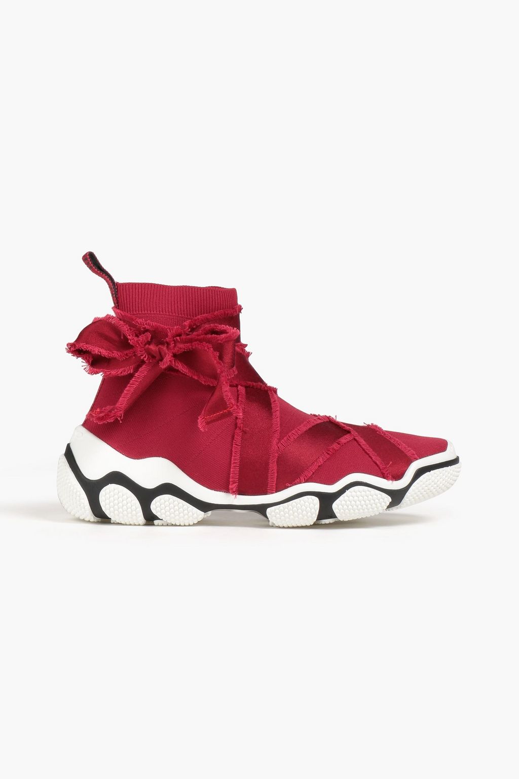 RED(V) Glam Run satin-trimmed stretch-knit high-top sneakers | THE OUTNET