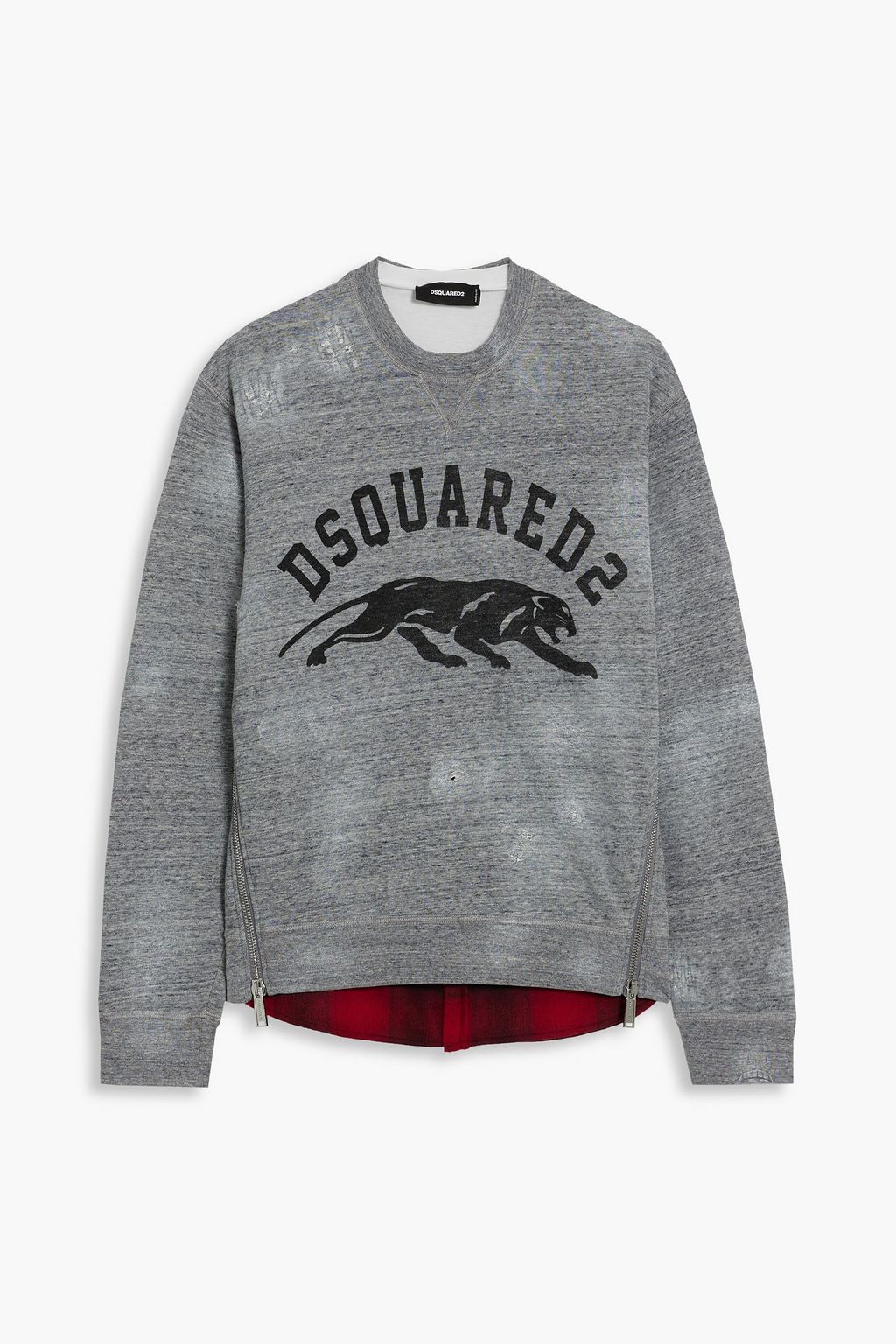DSQUARED2 Layered printed cotton-fleece and flannel sweatshirt | THE OUTNET