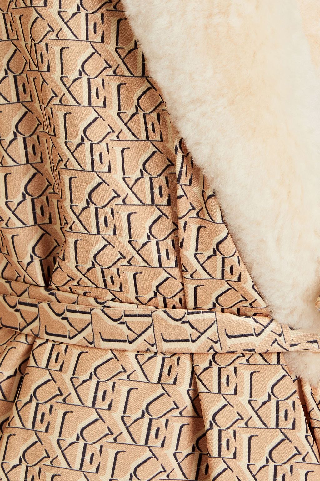 AUSTRALIA LUXE COLLECTIVE Empress faux shearling-trimmed printed satin ...