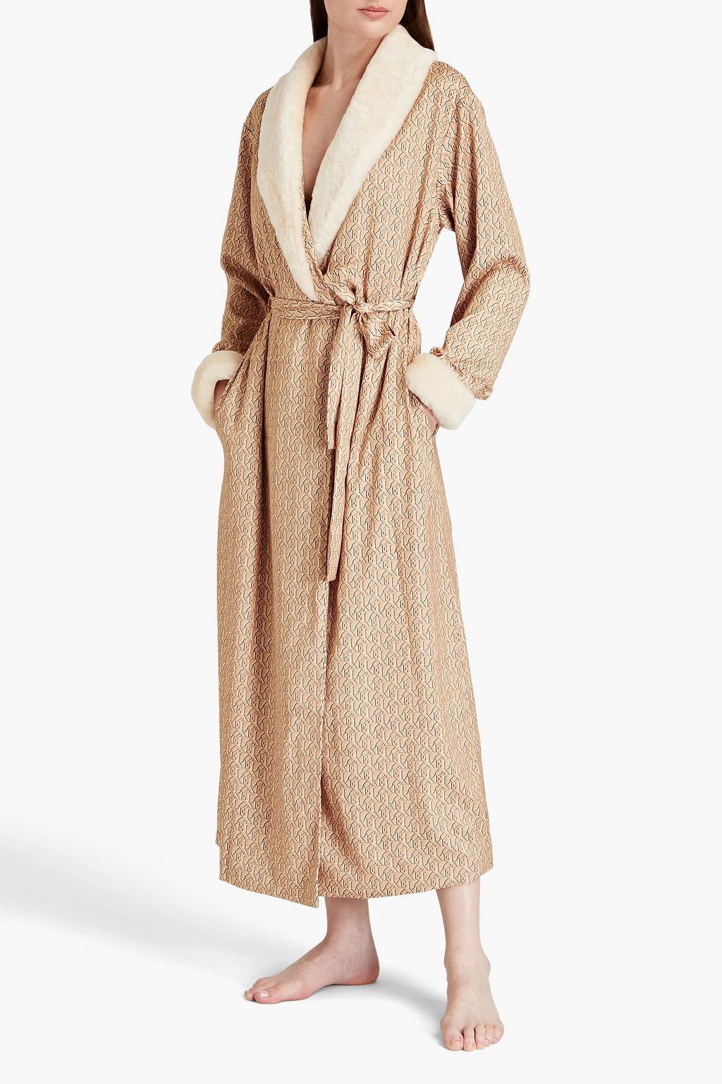 AUSTRALIA LUXE COLLECTIVE Empress faux shearling-trimmed printed satin ...