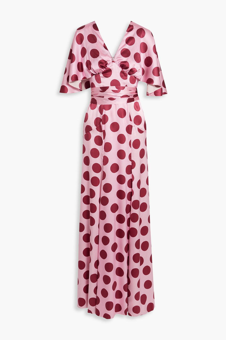 Dolce And Gabbana Polka Dot Silk Blend Satin Maxi Dress In Pink Modesens