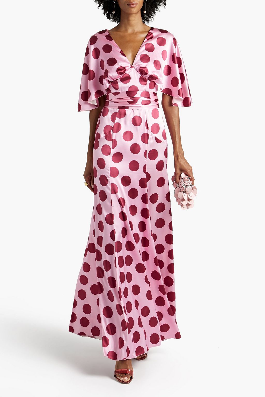Dolceandgabbana Polka Dot Silk Blend Satin Maxi Dress The Outnet