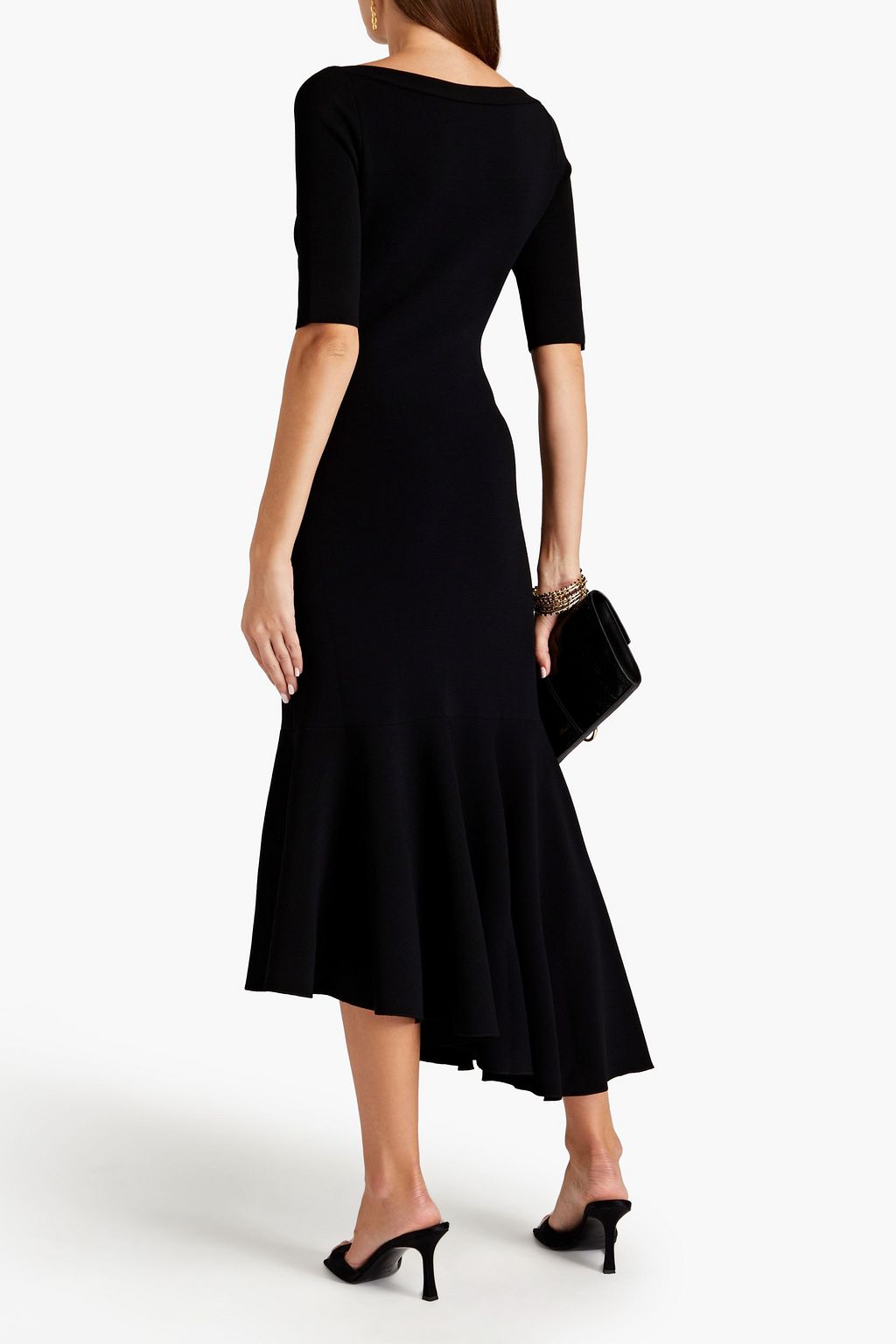 SAFIYAA Asymmetric ruffled knitted midi dress | THE OUTNET